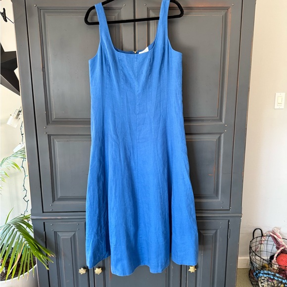 Lilly Pulitzer | Dresses | Lilly Pulitzer Calina Barton Blue Linen Midi ...